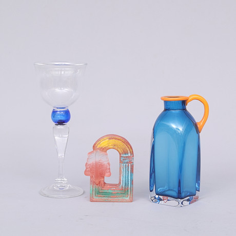 ART GLASS, 3 parts, Kosta Boda, Orrefors, Studio Åhus, Sweden. Glass ...