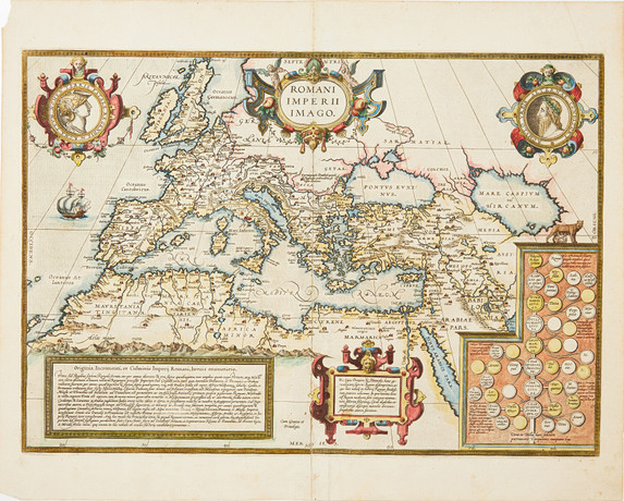 MAP OF THE ROMAN EMPIRE, ORTELIUS, Romani Imperii Imago, 1579. Böcker, Kartor & Handskrifter ...