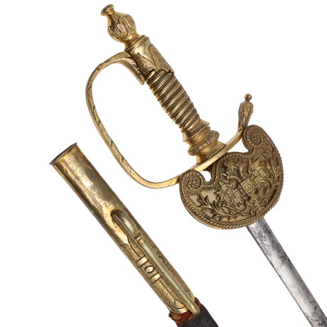 AN 1855 PATTERN STATE OFFICIAL'S SWORD AND SCABBARD. Weapons ...