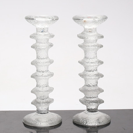 LJUSSTAKAR, ett par, glas, "Festivo", Timo Sarpaneva, Iittala, Finland ...