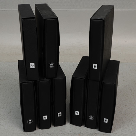 MEDALJER, 9 st. album, koppar/nickel, mynt och förstadagsbrev, WWF ...