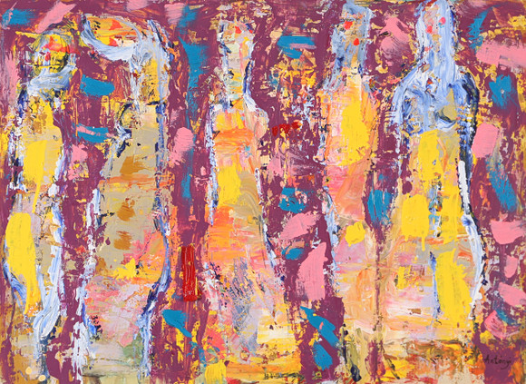 IMRE ANTONYI. 5 figurer, olja på pannå, signerad Antonyi. Konst ...