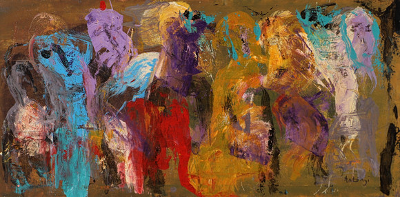 IMRE ANTONYI. Figurkomposition, olja på duk, signerad Antonyi. Konst ...