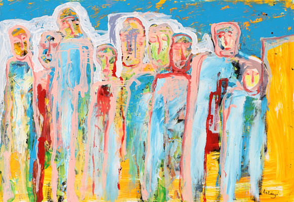 IMRE ANTONYI. Figurkomposition, olja på papp, signerad Antonyi. Konst ...