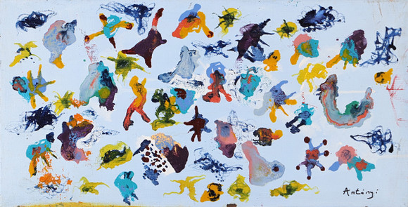 IMRE ANTONYI. Komposition, olja på duk, signerad Antonyi. Konst ...