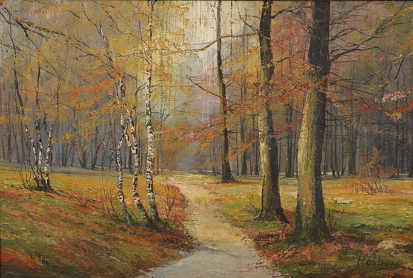 LEO HOULBERG. Deciduous forest, oil on canvas, signed. Art - Paintings ...