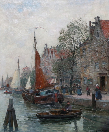 KARL WEGNER. Motiv från Rotterdam. Olja på duk, signerad K. Wagner ...