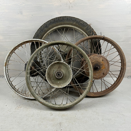 HJUL, Motorcykel, 4 delar, okänt ursprung, 1930-60 tal. Fordon, Båtar ...