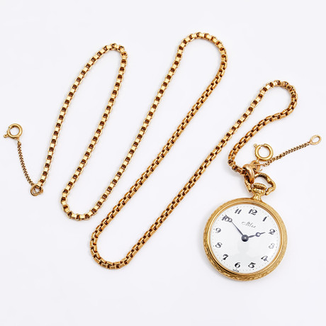 NILAX, women's pocket watch, 18k gold, savonette, plexiglass, Arabic ...