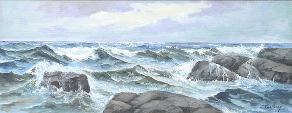 ERIC CARLBERG. Kustmotiv. Olja på duk, signerad. Konst - Måleri - Auctionet