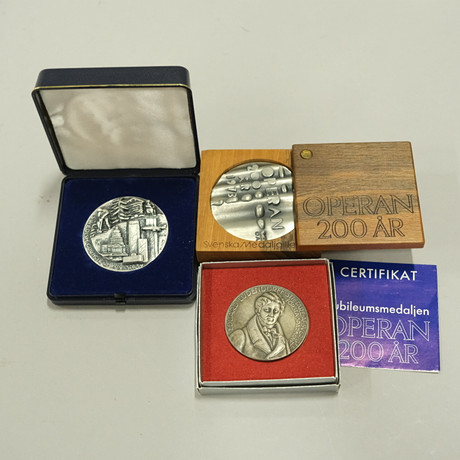 THREE MEDALS, SILVER, TOTAL WEIGHT APPROX 247 GRAMS. Coins, Medals ...
