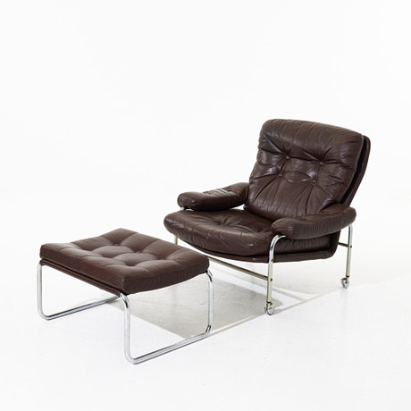 ARMCHAIR and FOOTStool, "Kimo", Ulferts, Tibro, tubular steel frame ...
