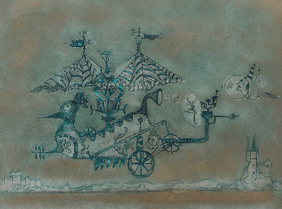 MARCEL GENAY. "Cosmocttimere". Color etching, signed, numbered 6/30 ...