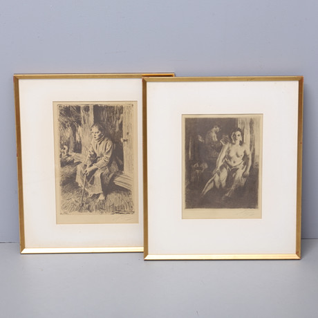 ANDERS ZORN. Litografier, 2 st, efter Anders Zorn, Bengtssons Lito AB. Konst - Grafik - Auctionet