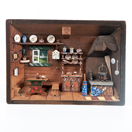 LOOKING CABINET / PAINTING. Wood, miniatures, 1930s/40s. Art - Other ...