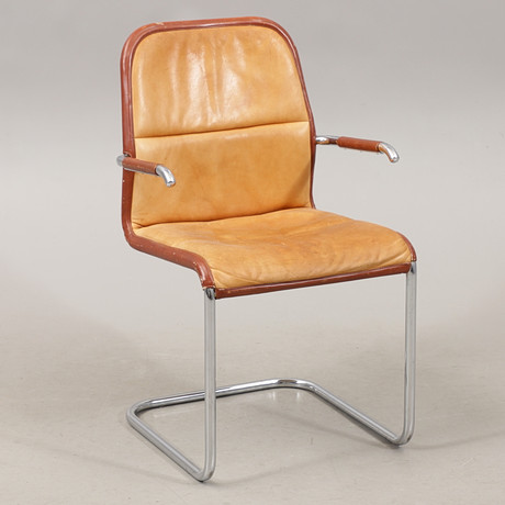 KENNETH BERGENDAHL. Karmstol, krom/skinn, Dux, 1900-talets andra hälft ...