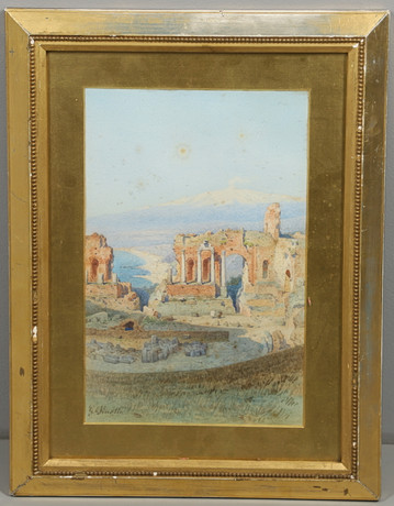 G** PINOTTI (FL. C.1870-1900). TAORMINA, SICILIEN: DET GREKISKA TEMPLET ...