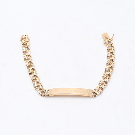 ARMBAND med BRICKA, 18k, guld, vikt ca 23,7 gram, bismarck. Smycken ...