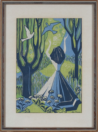 ILSE ROEMPKE. Textile print, signed in the print, second half of the ...