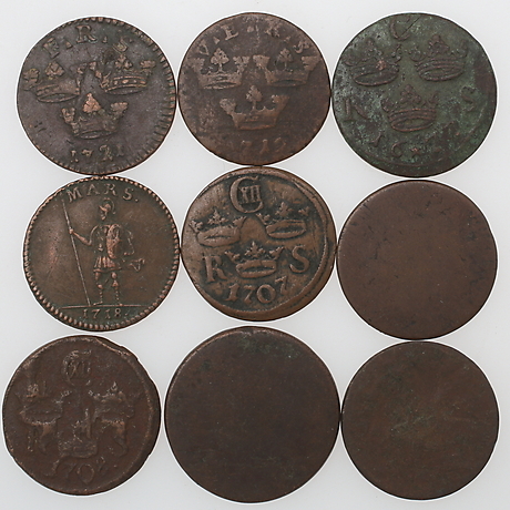 COINS, 26 pcs, 6 pcs 17th century, 20 pcs 18th century. Coins, Medals ...