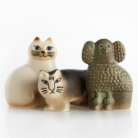 LISA LARSON, figurines, 3 pcs, poodle, Måns mini, Mika, marked LISA L ...