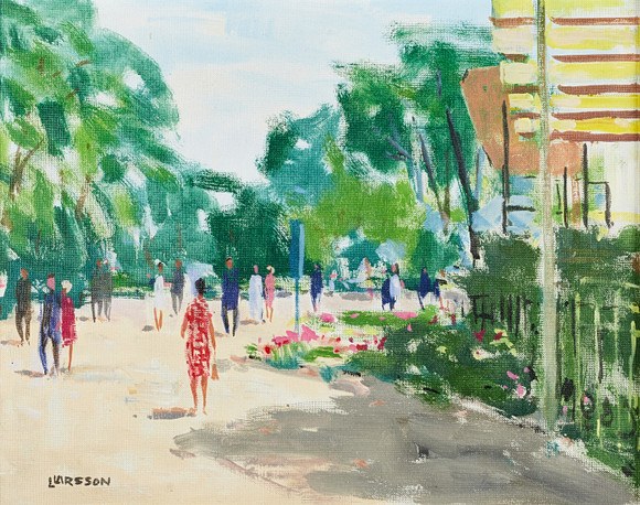 LARS ERIK LARSSON (1912–1971). Southern street scene, oil on canvas ...