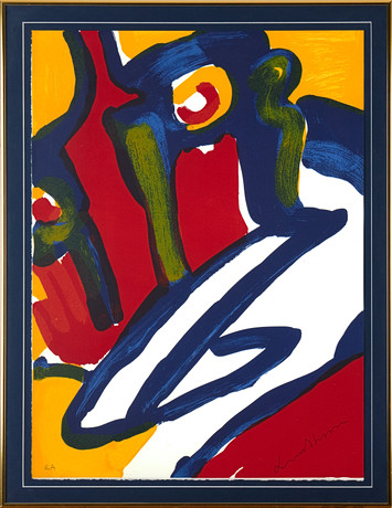 BENGT LINDSTRÖM. abstract figure composition, color lithograph, signed ...