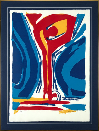 BENGT LINDSTRÖM. abstract figure composition, color lithograph, signed ...