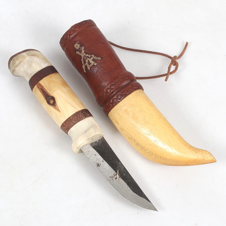 KNIFE, half-horn model, leather, horn, birch, 2000s. Weapons ...