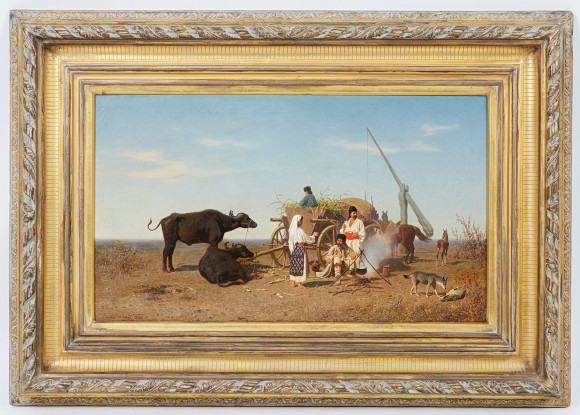 EMIL VOLKERS. Gemälde, Rast auf dem Feld, 1868. Kunst & Gemälde ...