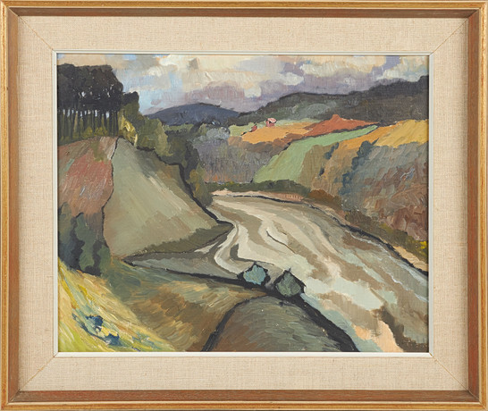 CARL MAGNUS LINDQVIST (1884-1977). motiv av Umeälven, olja på pannå ...