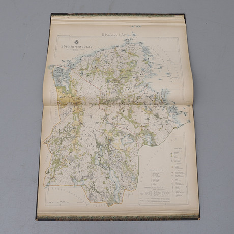 ATLAS. KINGDOM'S ECONOMIC MAP WORK - UPPSALA COUNTY WITH 18 COLORED AND ...