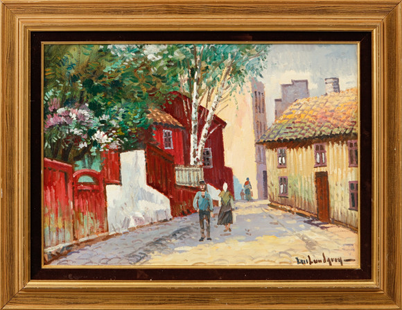 ERIC LUNDGREN. Street view, oil on canvas, signed. Art - Paintings ...