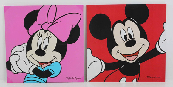 MICKEY MOUSE & MINNIE MOUSE, 2 pcs, print on canvas. Pyramid ...