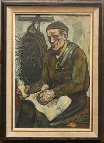 ALBIN AMELIN. Porträtt av sotare, signerad i rastertrycket Amelin.1900 ...