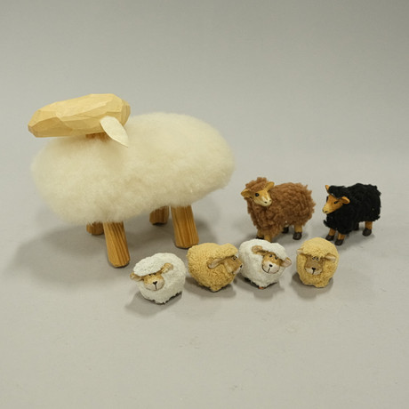SEVEN SHEEP FIGURES, ONE OF WHICH IS SIGNED. Miscellaneous ...