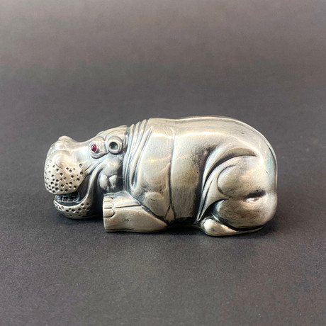 RUSSIAN SILVER HIPPO WITH RUBY EYES. Silver & Metals - Silver - Auctionet