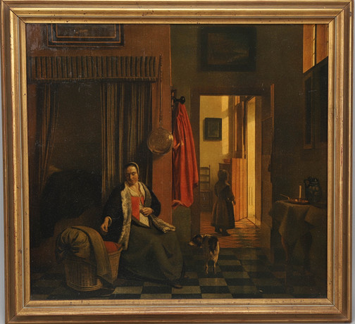 PIETER DE HOOCH. Según. Grabado "moderno" sobre Tabla, según pintura al ...