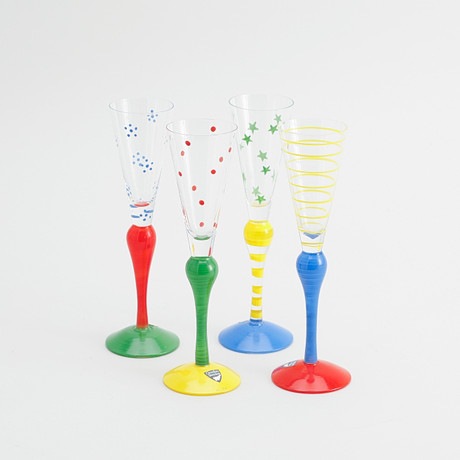 ANNE NILSSON. Snapsglas 4 st "Clown" Orrefors. Glas - Bruksglas - Auctionet