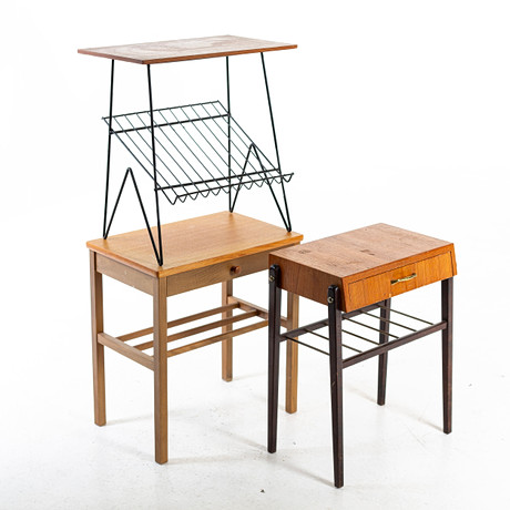 BED TABLE / STRING TABLE, 3 parts teak / oak, 1900 - second half of the ...