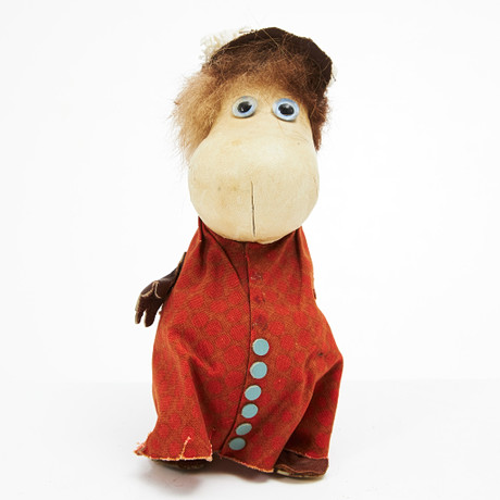 ATELIER FAUNI. Moomin figure, "Hemulen", textile and leather, Finland ...