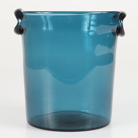 NILS LANDBERG. Champagne cooler, turquoise glass, Orrefors, mid-20th ...