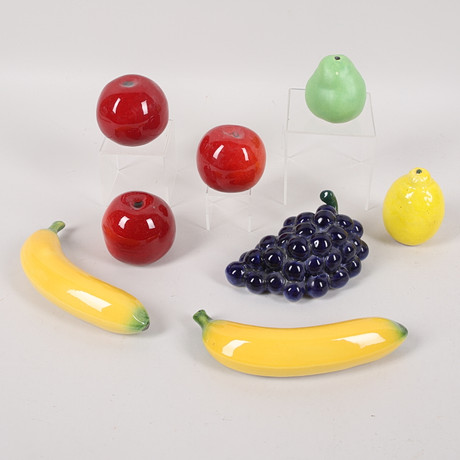 KARL ARTHUR FREDRIKSSON. skulpturer, 8 st, frukter, keramik, Sölvesborg ...