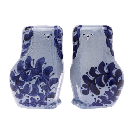 LISA LARSON. Figuriner/bokstöd, stengods, pudel, Gustavsberg, 1900 ...