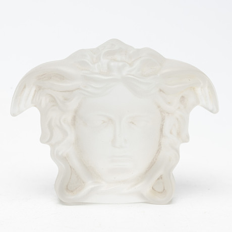 VERSACE, letter press, "Gorgona", Rosenthal, frosted press glass. Glass ...