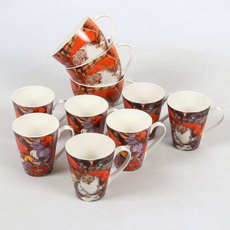 JULMUGGAR, 7+3 st, porslin, Design Rolf Lidberg, RBA, Olofström, 19/ ...