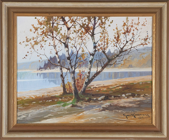 EINAR KOHLMANN (1888-1968). Björk vid vatten, olja på duk, signerad och ...