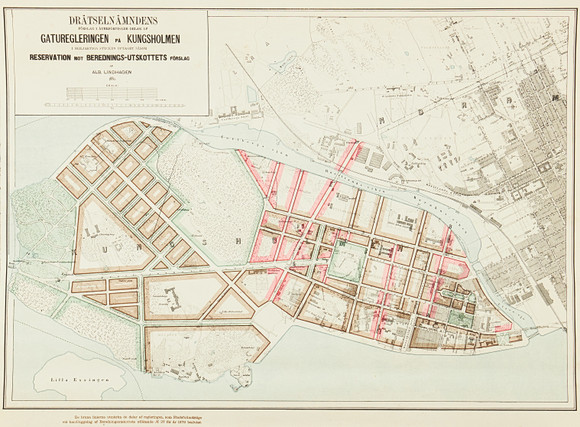 3 KARTOR, LINDHAGENS STADSPLANERING NORRMALM, KUNGSHOLMEN, 1878, 1878 och 1880. Böcker, Kartor ...
