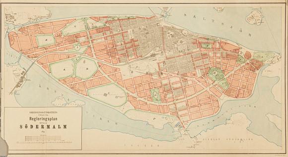 3 KARTOR NORRMALM, SÖDERMALM, KUNGSHOLMEN, sent 1800-tal, stadplanering ...