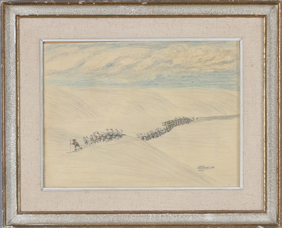 NILS NILSSON SKUM. Same med renhjord, blandteknik, signerad och daterad ...